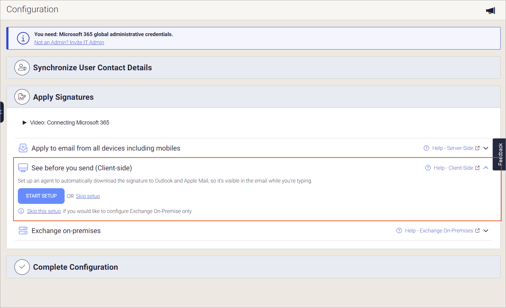 How to configure client-side signatures after the initial onboarding – Exclaimer Knowledge Base